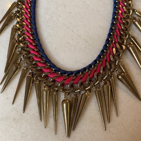 Jewelry | Gold Pink Navy Chain Necklace With Spikes | Poshmark